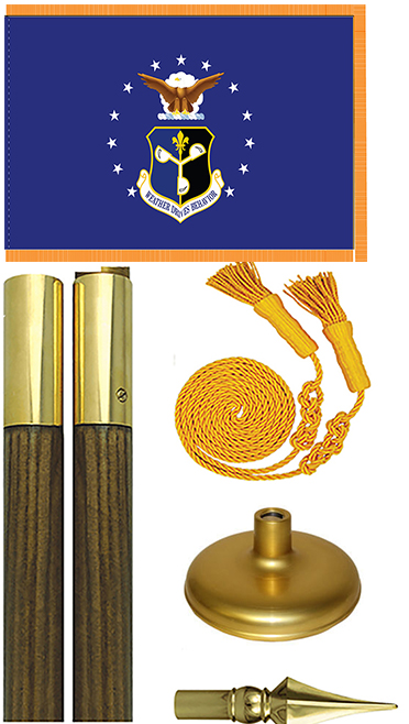 557th Weather Wing Presentation Flag Set includes a nylon gold-fringed ...