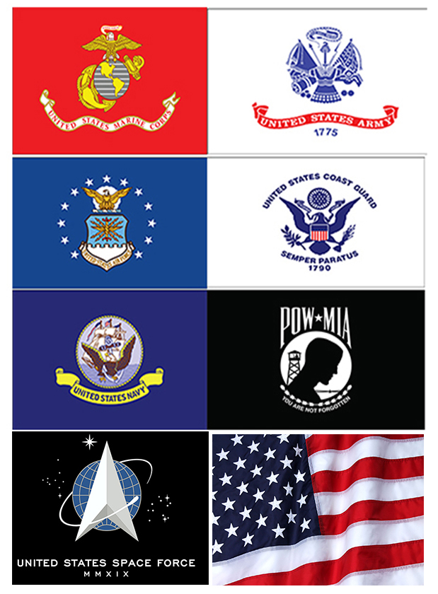 Armed Forces Flags Set US Space Force , Army, Navy, Air Force, Marine ...