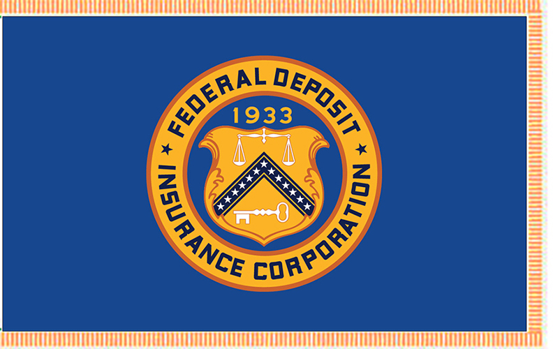 FDIC (Federal Deposit Insurance Corporation) flags are digitally ...