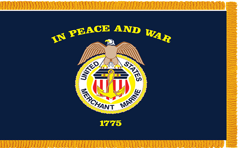 Merchant Marine Indoor/Parade Flags are made by FlagsExpo.com in Queens nY