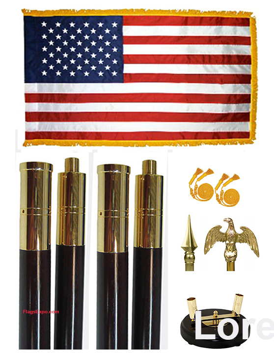 These top of the line Premium Indoor Mahogany 2 Flags Set comes with ...