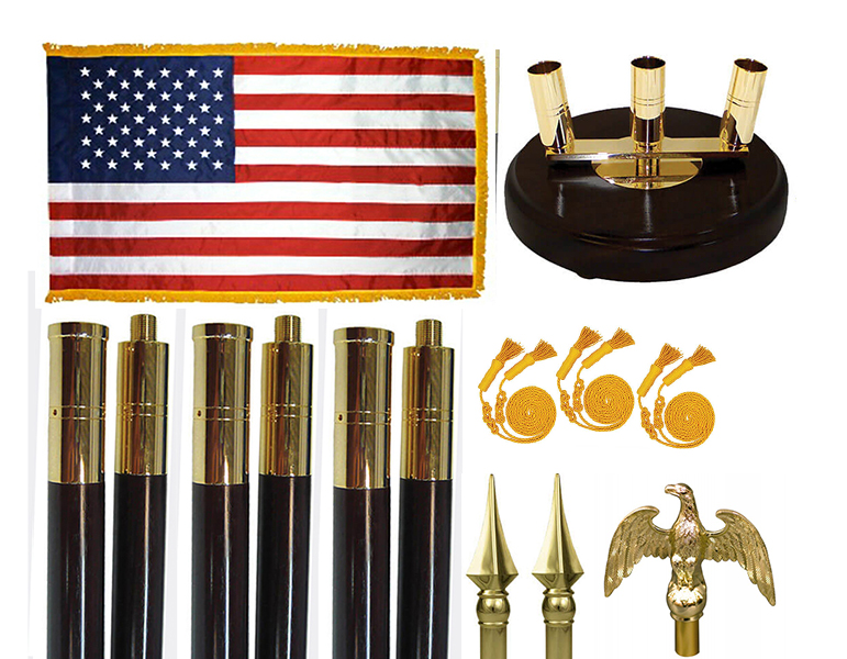 These top of the line Premium Indoor Mahogany 2 or 3 Flags Set comes ...