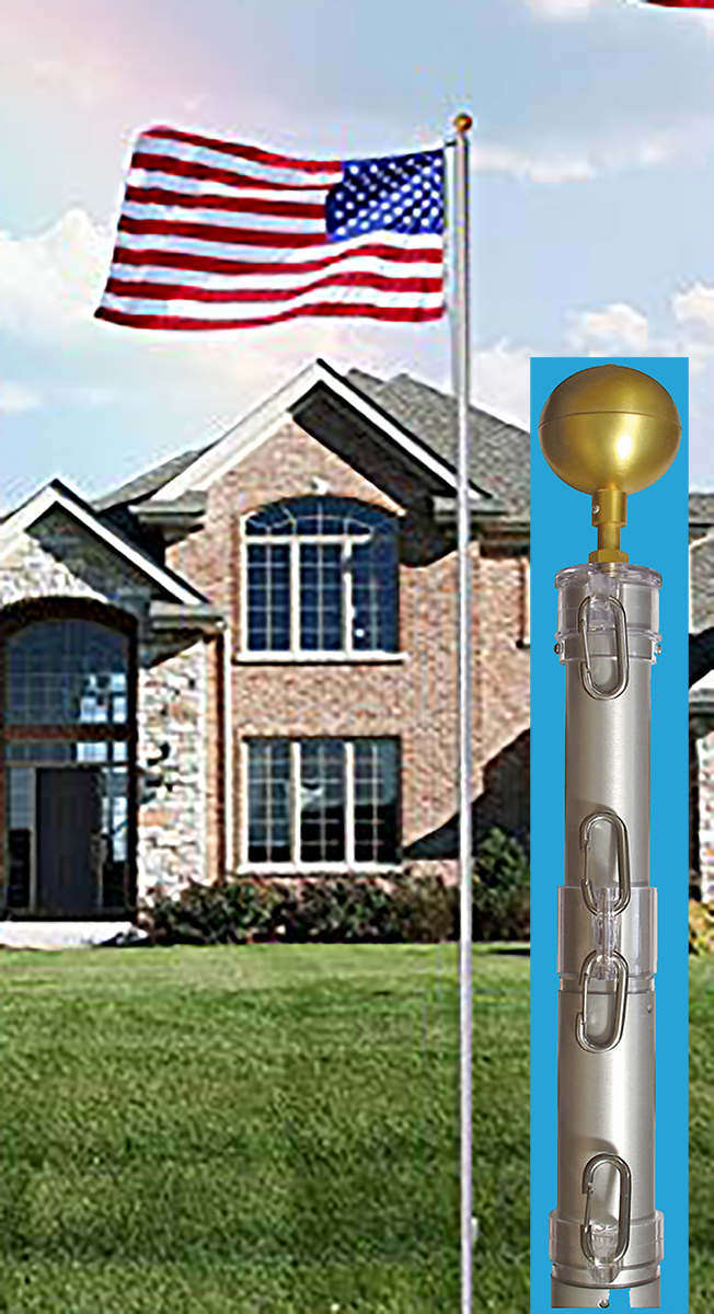 Telescoping Anodized Aluminum Flagpole with swivel rings offered by ...